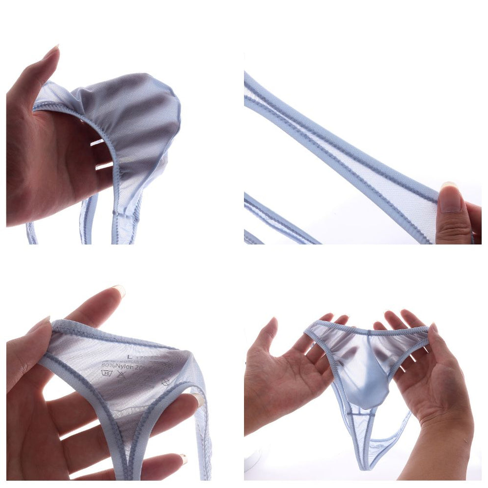 Men's Ultra Thin Mesh Ice Silk Seamless Thongs Up to Size XXL (5-Pack ...